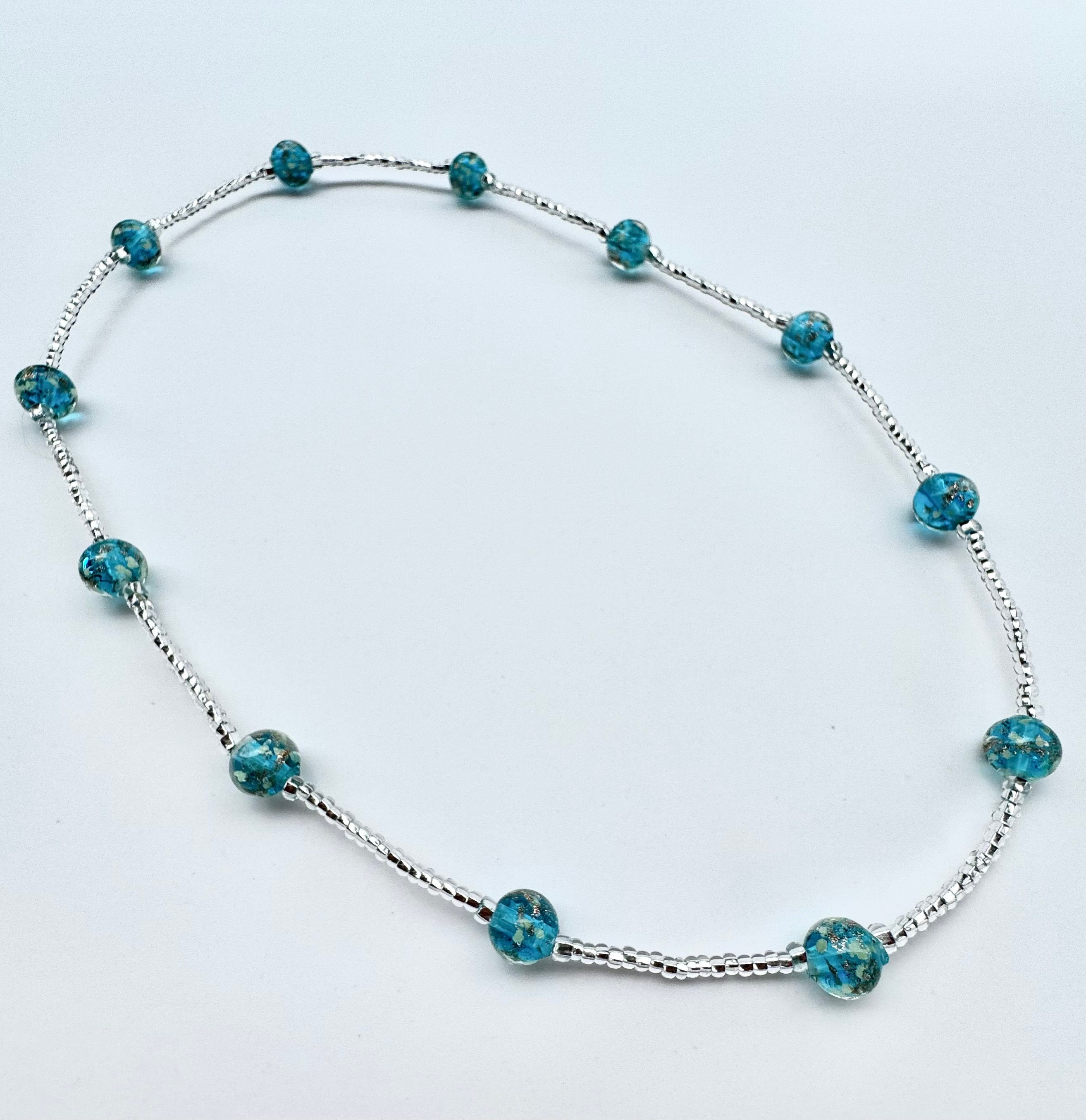 Blue Glow-in-the-dark Glass Bead Necklace - Etsy