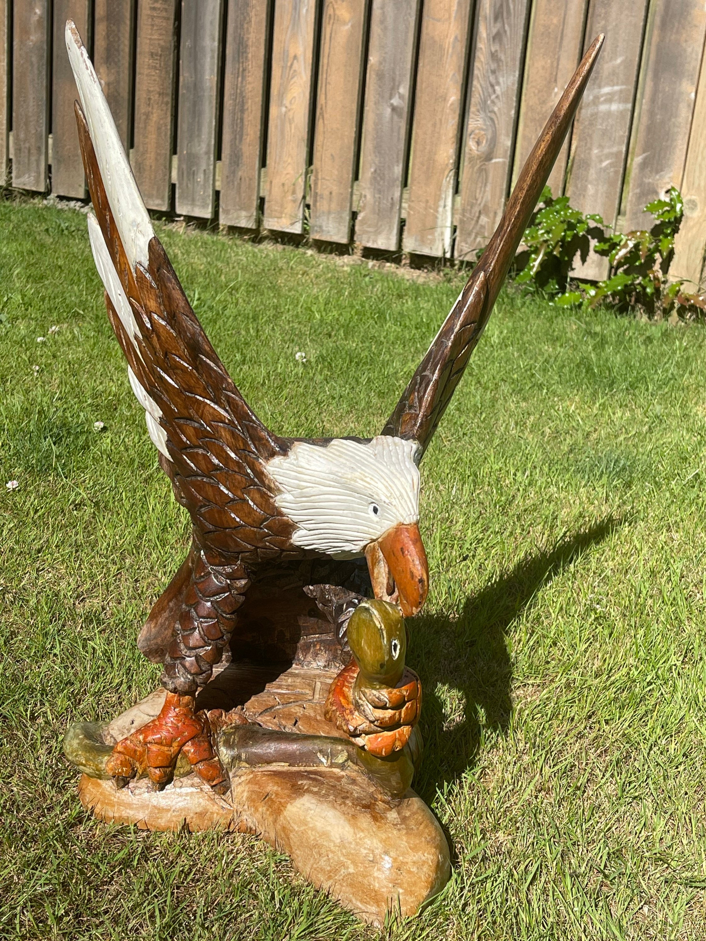 Amazing Hand Made Bald Eagle Eating Snake Made From Cedar Material. - Etsy