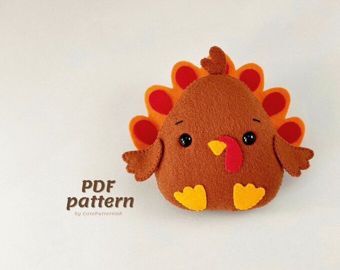 Turkey Pattern PDF SVG Felt, Thanksgiving Decor Easy Sewing Pattern ...