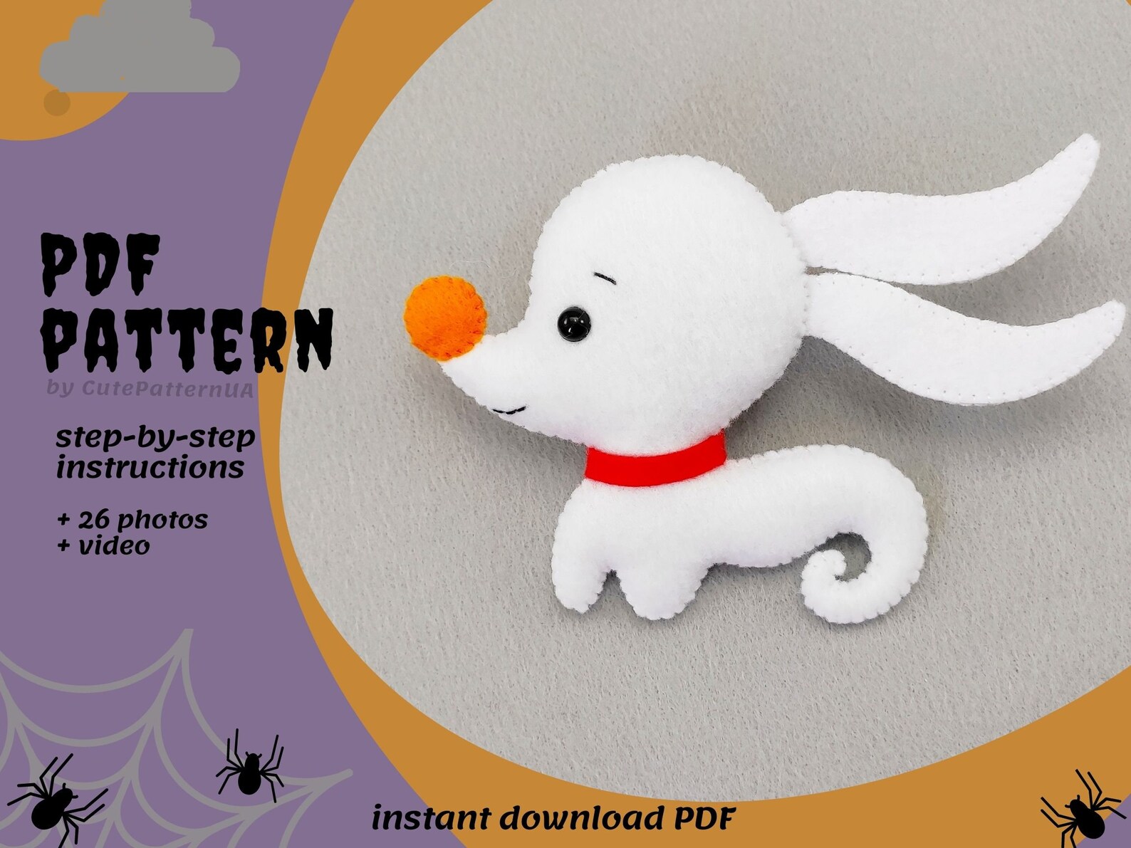 Zero Ghost Dog DIY Halloween Toy Easy Sewing Patterns for | Etsy
