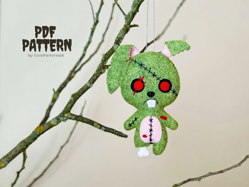 Zombie Bunny Felt Sewing Pattern PDF/SVG Horror Animal Plush - Etsy