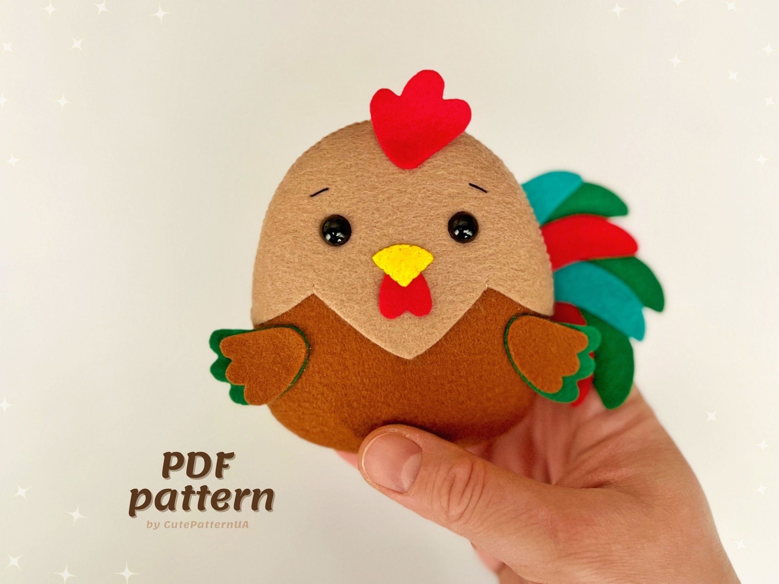 Felt Rooster and Hen Sewing Pattern PDF SVG Easter Decor - Etsy