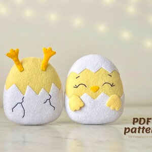 Cute Chicks in Eggs Sewing Pattern PDF, SVG, Stuffed Bird Pattern, Diy Easter Decor, Farm Animal ...