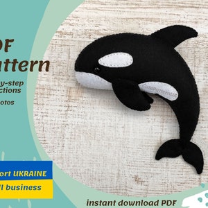 Orca Sewing Pattern Felt Killer Whale Soft Toy Pattern PDF | Etsy
