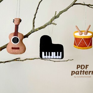 Musical Instruments Sewing Pattern Felt Set of 4 PDF & SVG, Musical ...