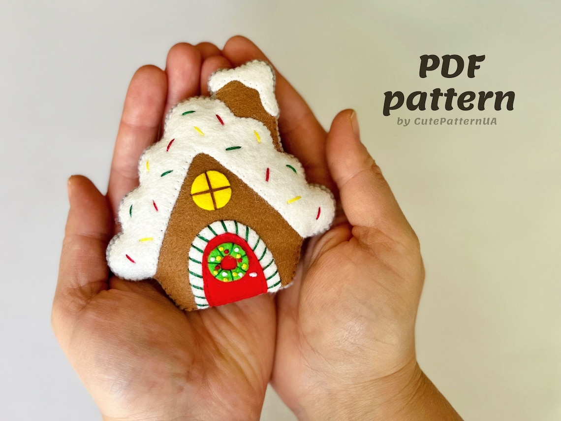 Gingerbread House Felt Sewing Pattern PDF and SVG File - Etsy