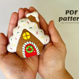 Gingerbread House Felt Sewing Pattern, PDF and SVG File, Christmas ...