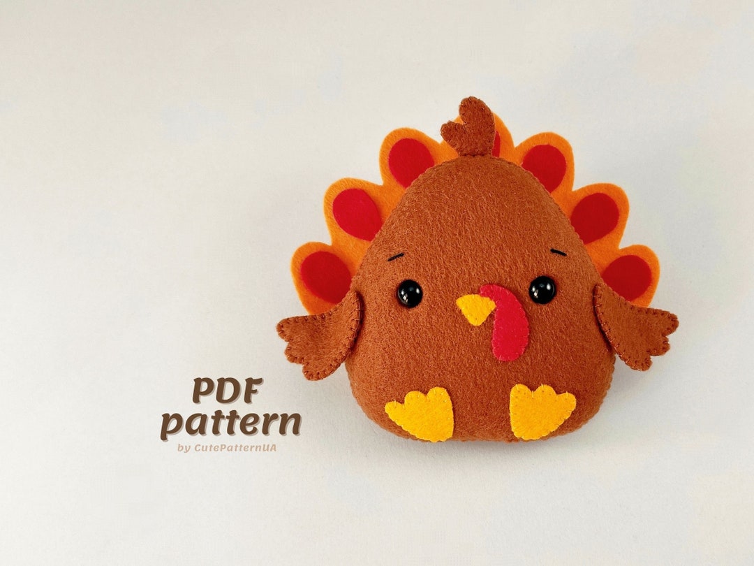 Turkey Pattern PDF SVG Felt, Thanksgiving Decor Easy Sewing Pattern ...