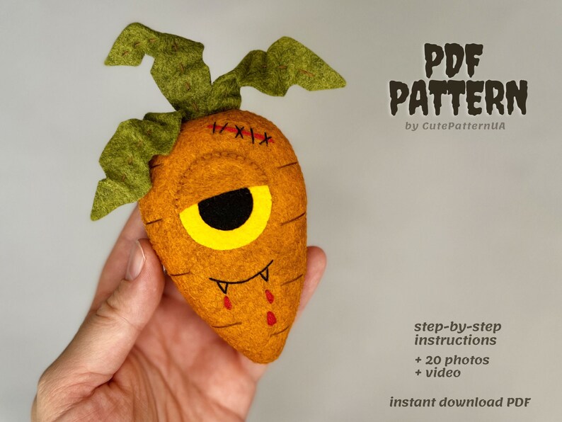 Zombie Carrot Felt Sewing Pattern PDF/SVG Halloween Ornaments - Etsy