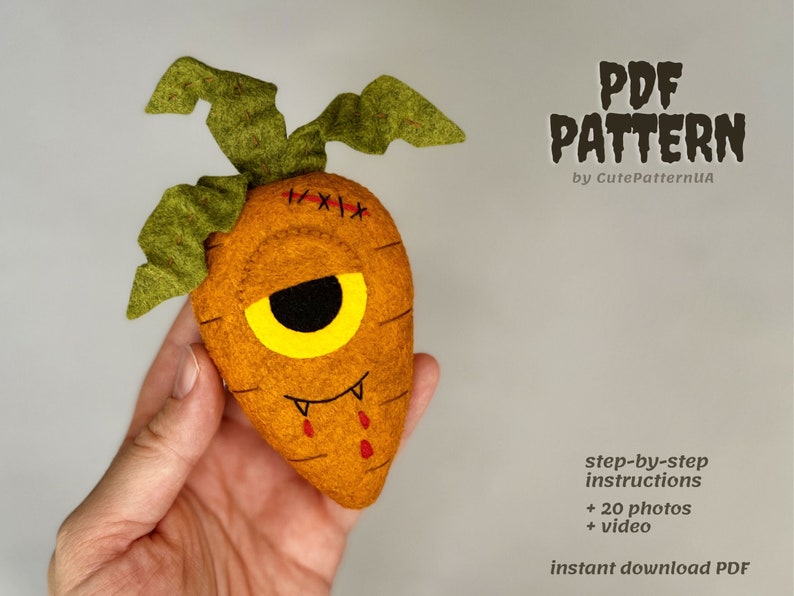 Zombie Carrot Felt Sewing Pattern PDF/SVG Halloween Ornaments - Etsy