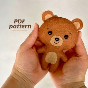 Bear Sewing Pattern Felt PDF and SVG File, Forest Animals Easy Sewing ...