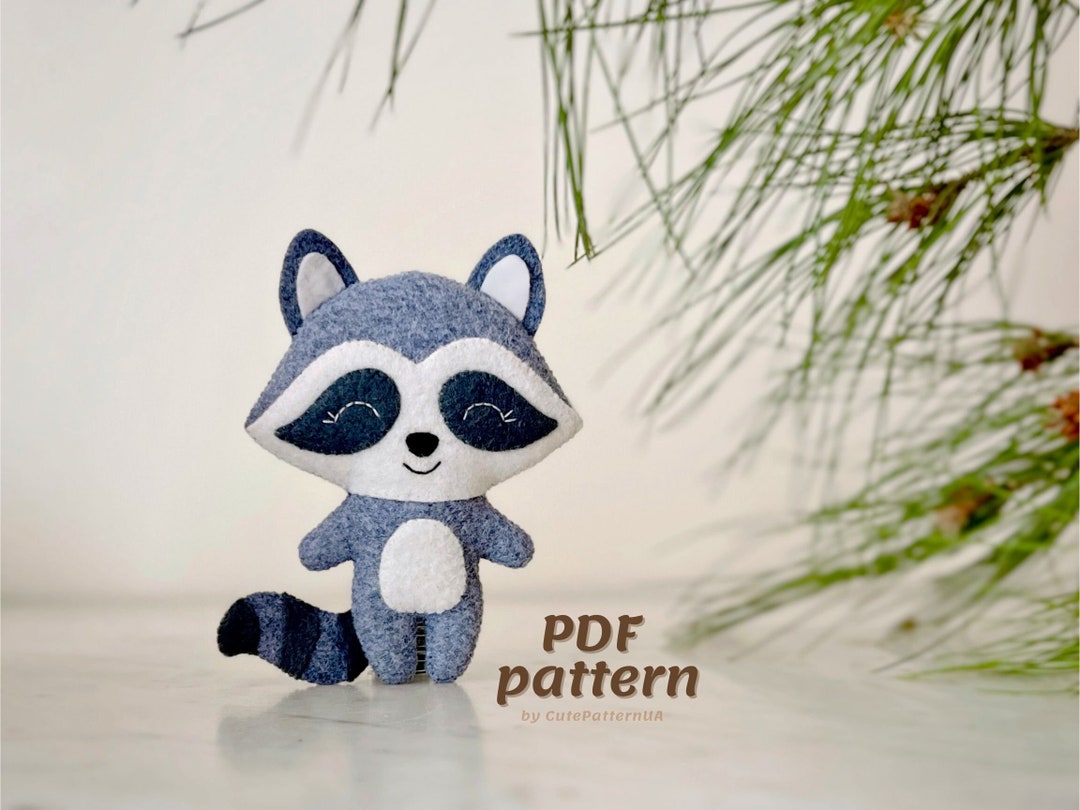 Felt Raccoon Sewing Pattern PDF and SVG, DIY Tutorial Toy Woodland ...