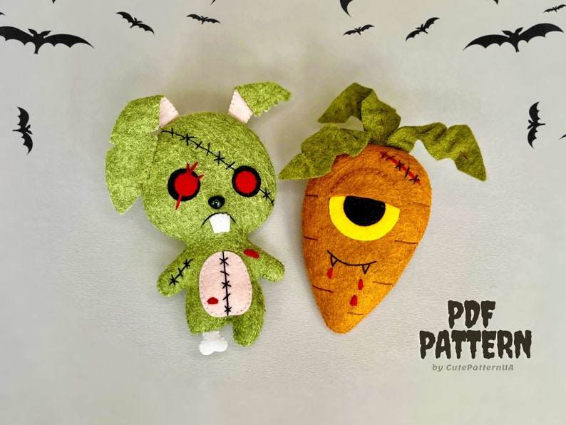 Zombie Carrot Felt Sewing Pattern PDF/SVG Halloween Ornaments - Etsy