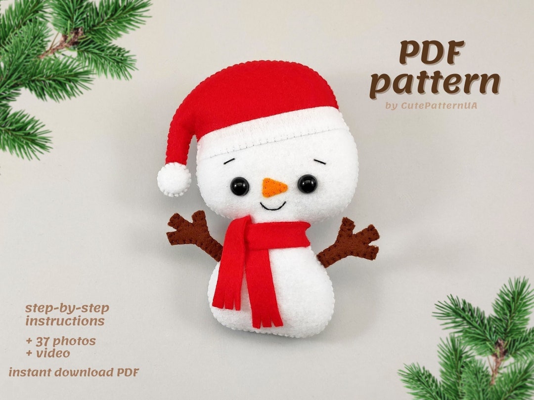 Snowman Felt Sewing Pattern PDF and SVG, Christmas Tree Decor, Diy Xmas ...