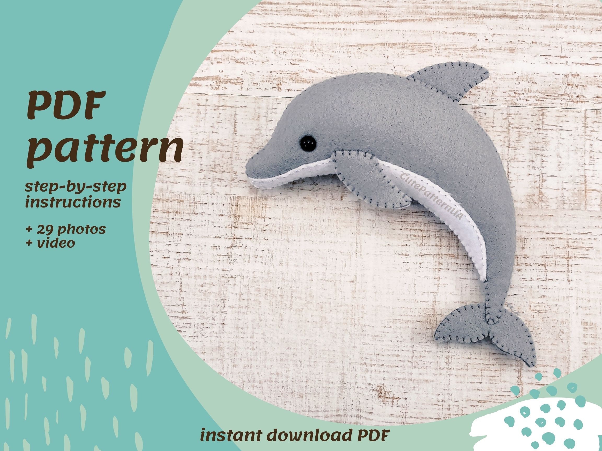 Ocean Pattern PDF Sea Creatures Sewing Set of 7 PDF Felt | Etsy UK