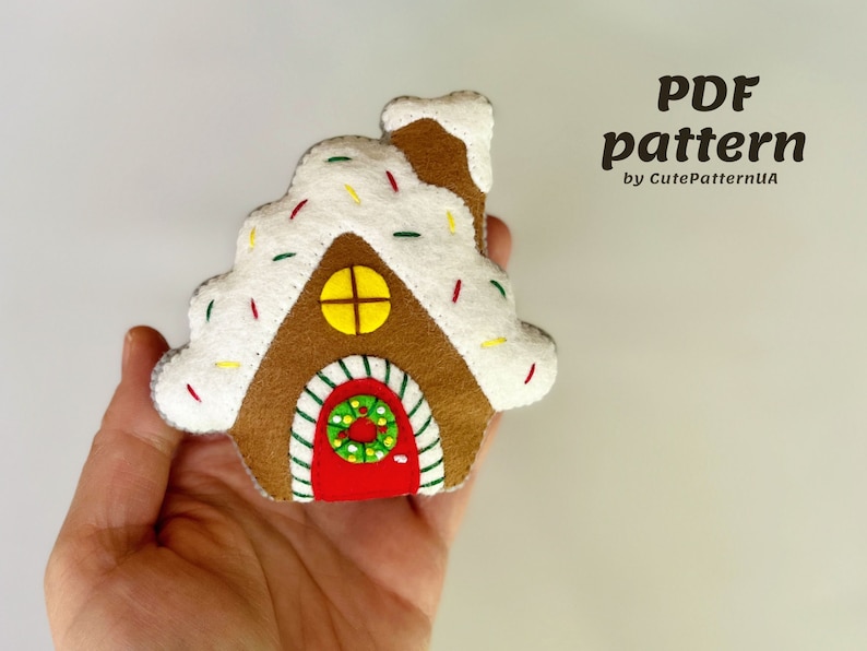 Gingerbread House Felt Sewing Pattern PDF and SVG File - Etsy