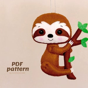 Sloth PDF Pattern Animal Felt Sewing, DIY Sloth Ornament, Plushies ...