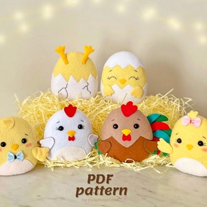 Easter Chick Pattern PDF SVG, Squishmallow Felt Chicken Easy Sewing Patterns for Beginners, Farm ...