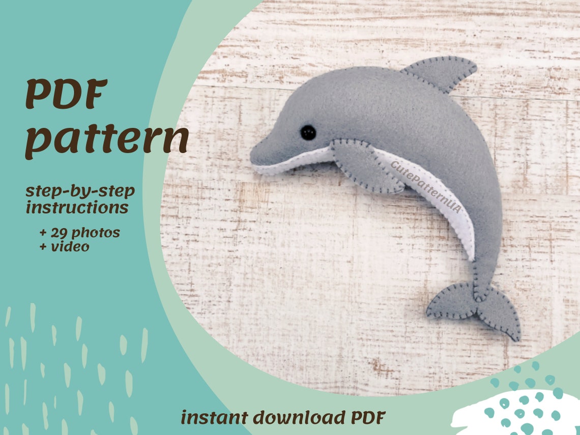 Dolphin Toy Sewing Pattern Whale Felt Ornament Pattern for - Etsy