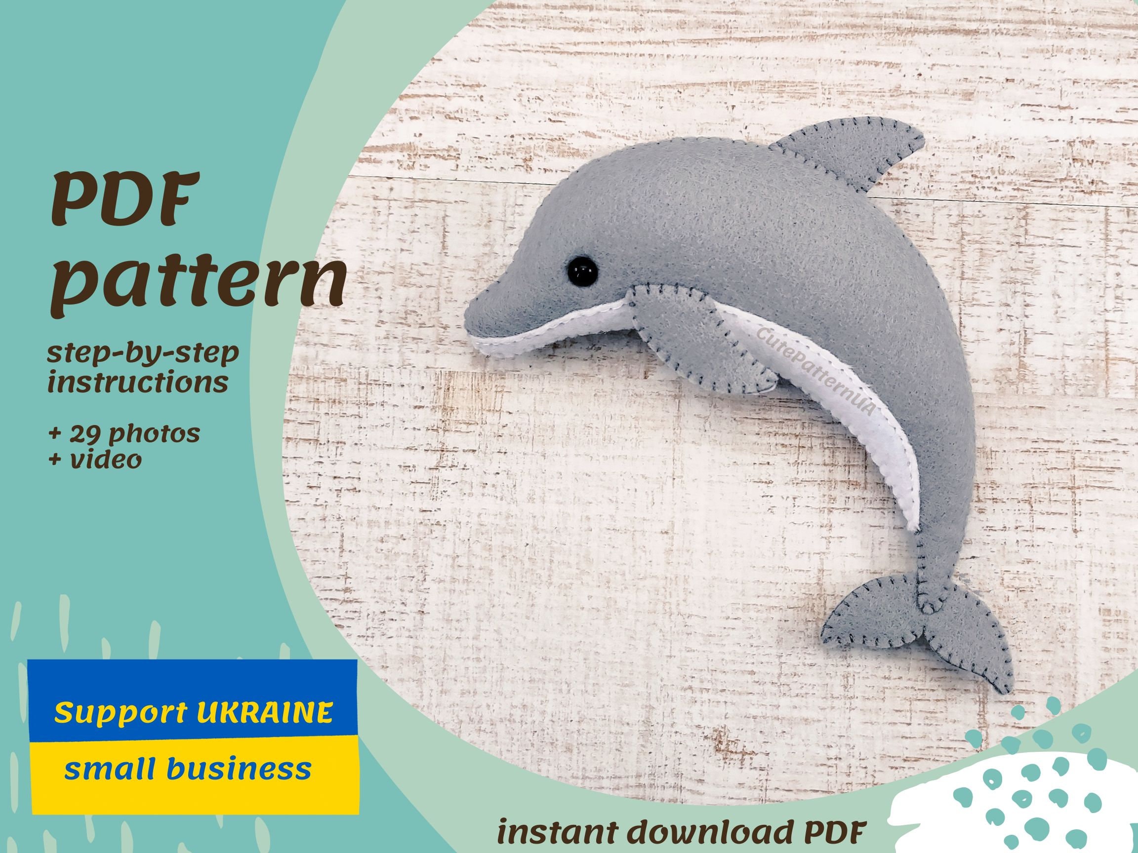 Dolphin Toy Sewing Pattern Whale Felt Ornament Pattern for - Etsy