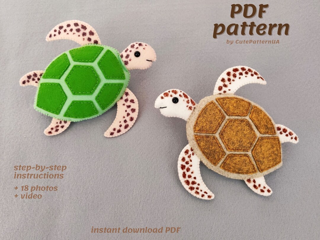 Hawksbill Sea Turtle Sewing Pattern PDF SVG, Felt Ornament, Ocean Felt ...