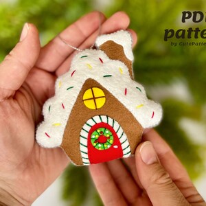 Gingerbread House Felt Sewing Pattern, PDF and SVG File, Christmas ...