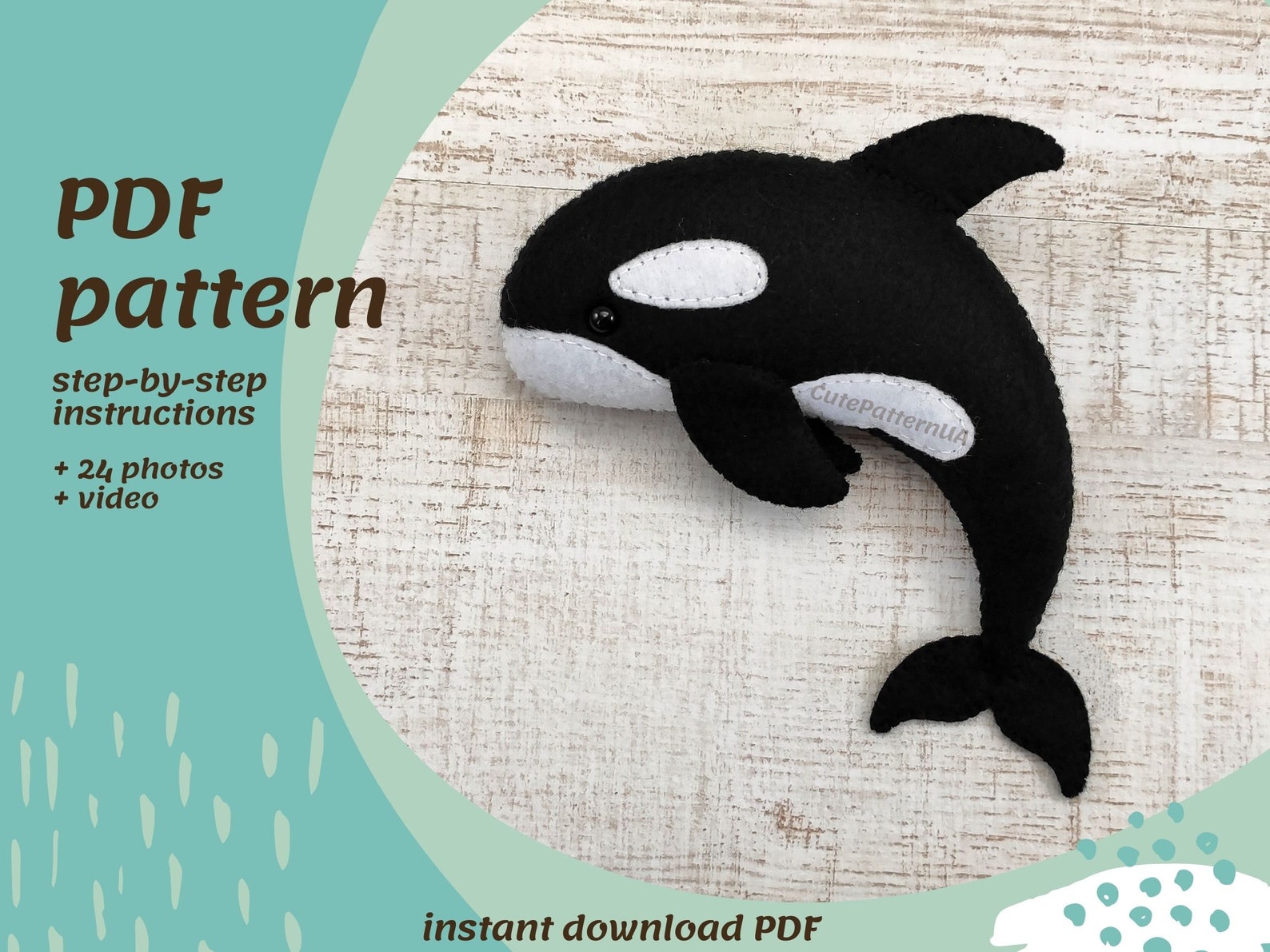 Ocean Pattern PDF Sea Creatures Sewing Set of 7 PDF Felt | Etsy UK