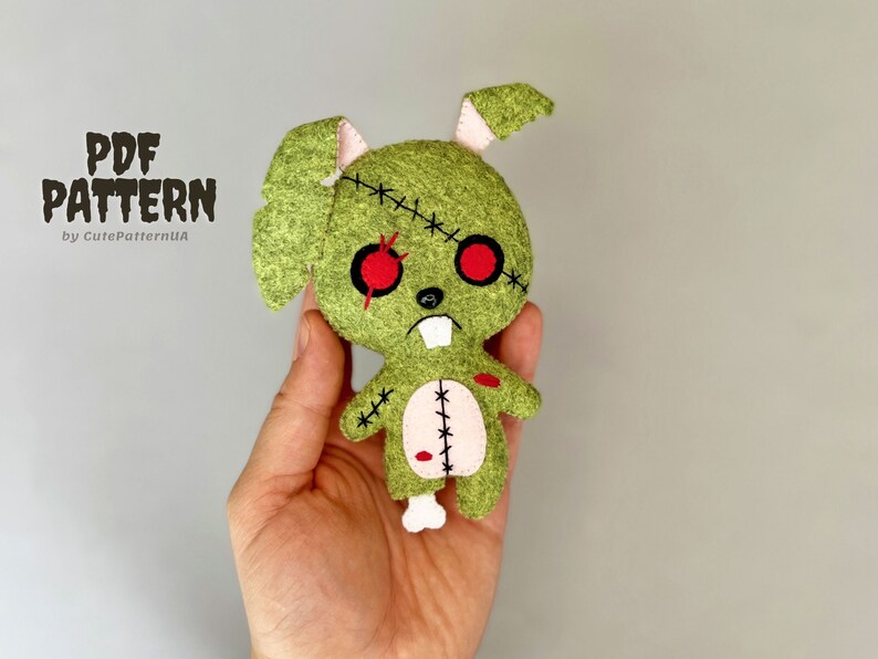 Zombie Bunny Felt Sewing Pattern PDF/SVG Horror Animal Plush - Etsy