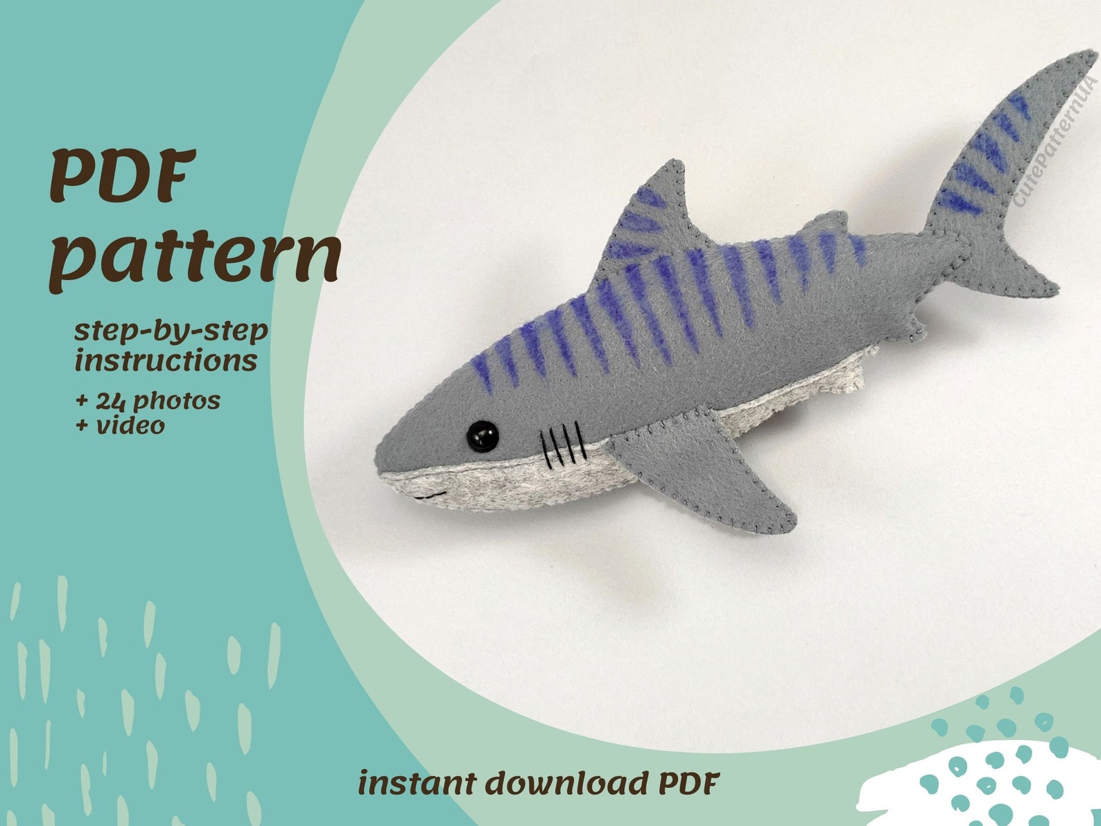 Tiger Shark Sewing Pattern for Beginners Make a Soft Toy for - Etsy