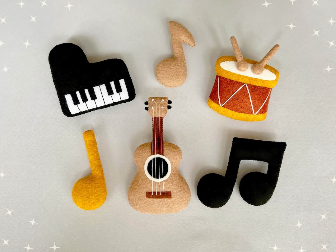Musical Instruments Sewing Pattern Felt Set of 4 PDF & SVG, Musical ...