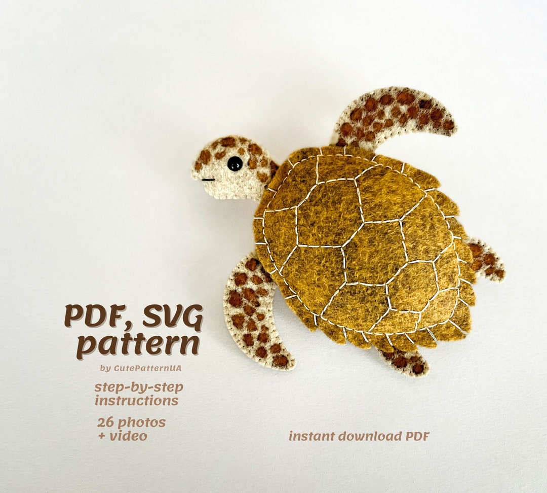 Hawksbill Sea Turtle Sewing Pattern PDF SVG, Felt Ornament, Ocean Felt ...