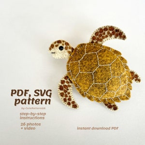 Hawksbill Sea Turtle Sewing Pattern PDF SVG, Felt Ornament, Ocean Felt ...