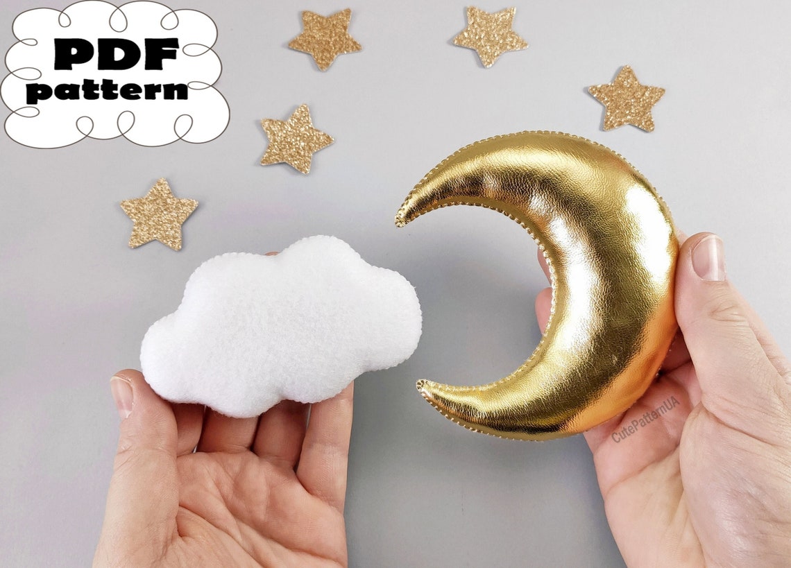 Moon Clouds and Stars Sewing Pattern PDF SVG Felt Mobile | Etsy