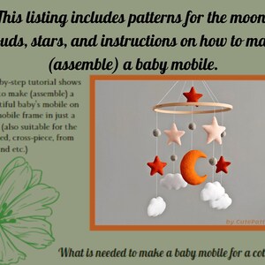 Baby Mobile Sewing Pattern PDF SVG DIY Felt Ornament Moon - Etsy Canada