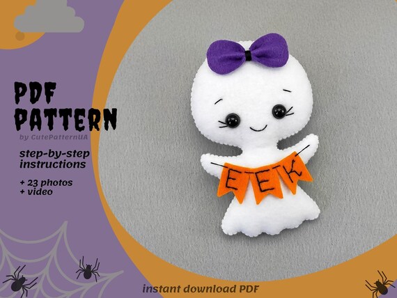Ghost Girl Sewing PDF Pattern SVG Halloween Ornament Felt | Etsy