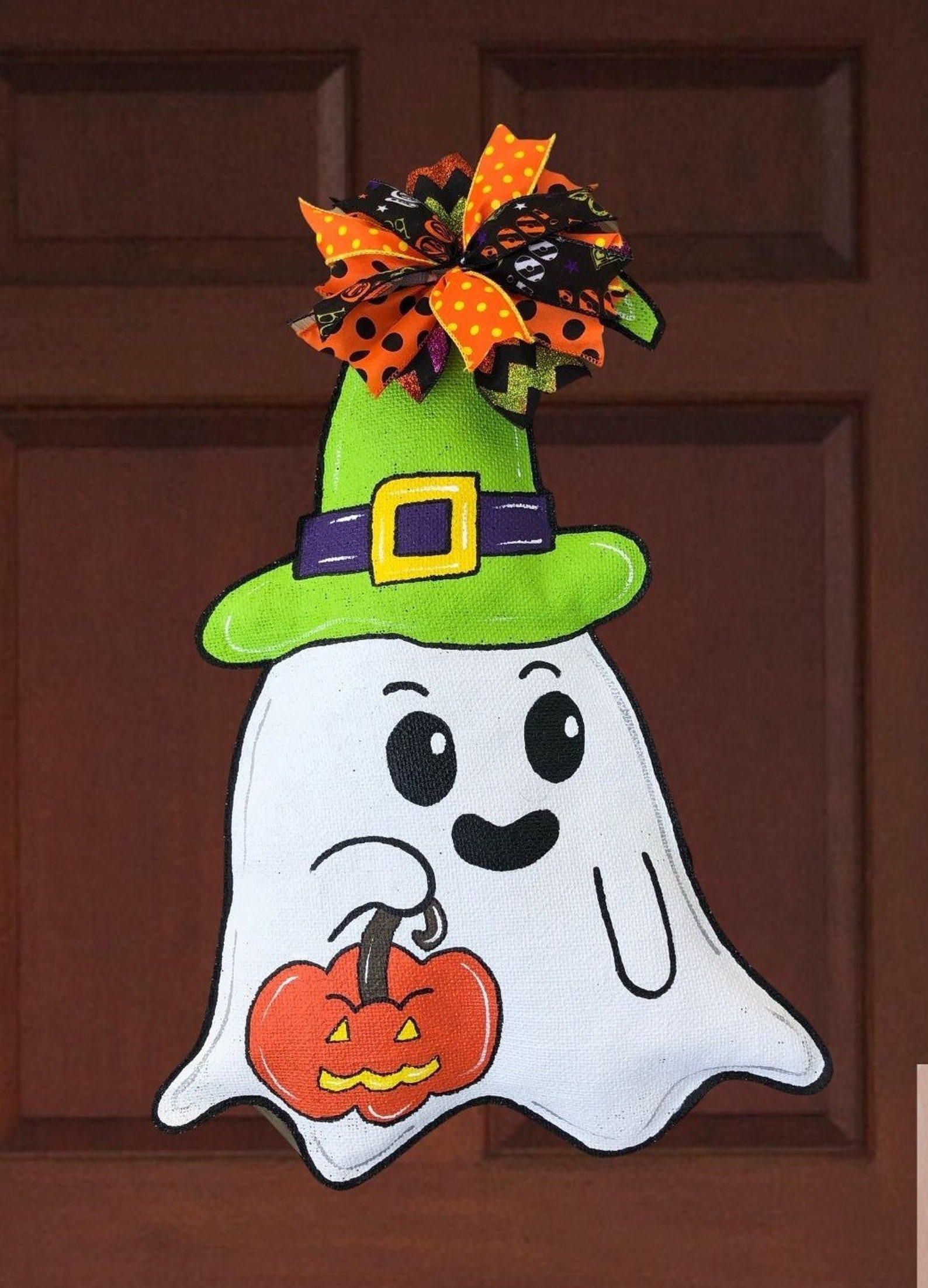 Door Hanger Halloween Fall Door Decor Hand Painted Burlap - Etsy