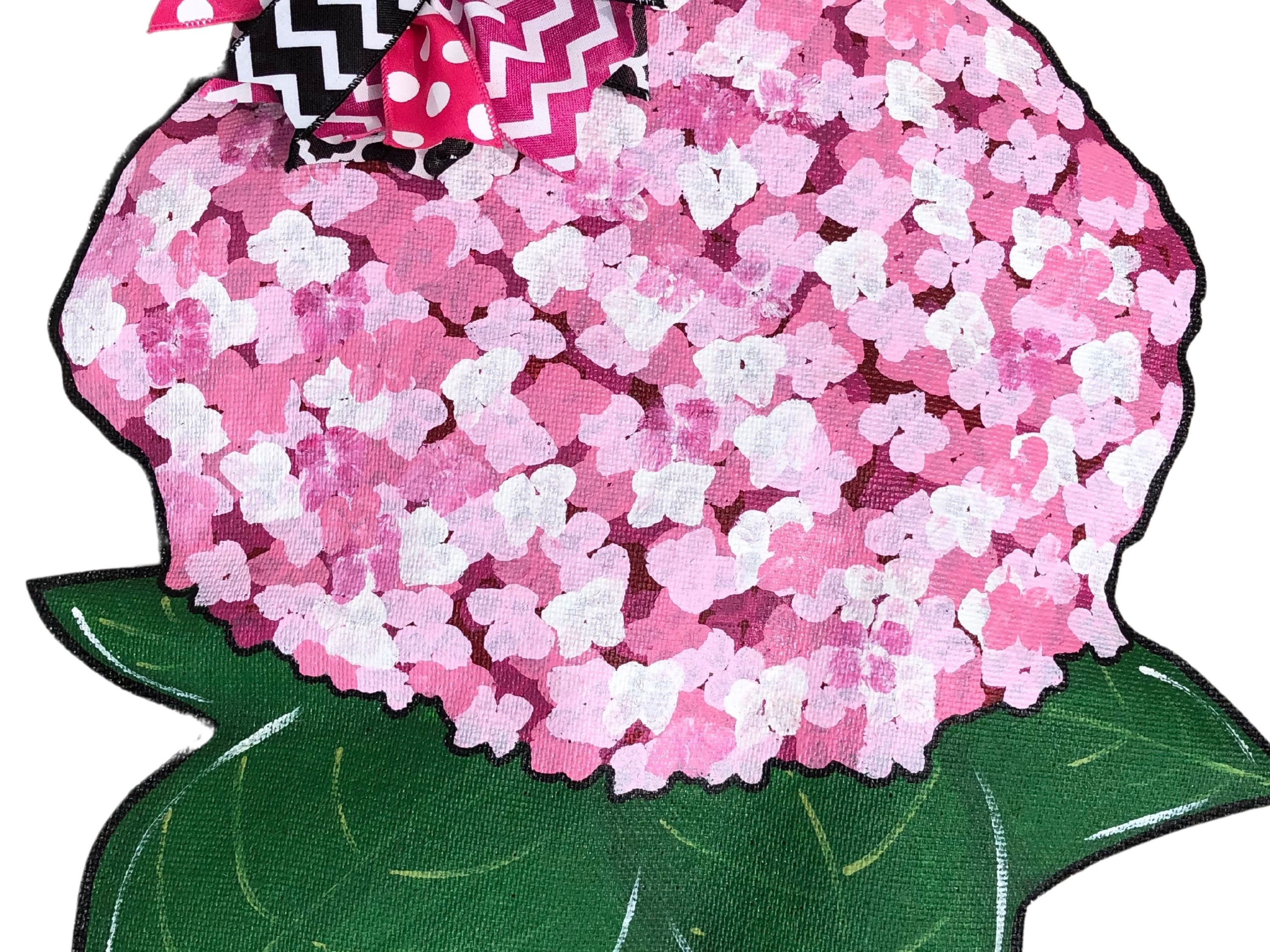 Pink Hydrangea Door Hanger Burlap Door Decor Spring Porch - Etsy