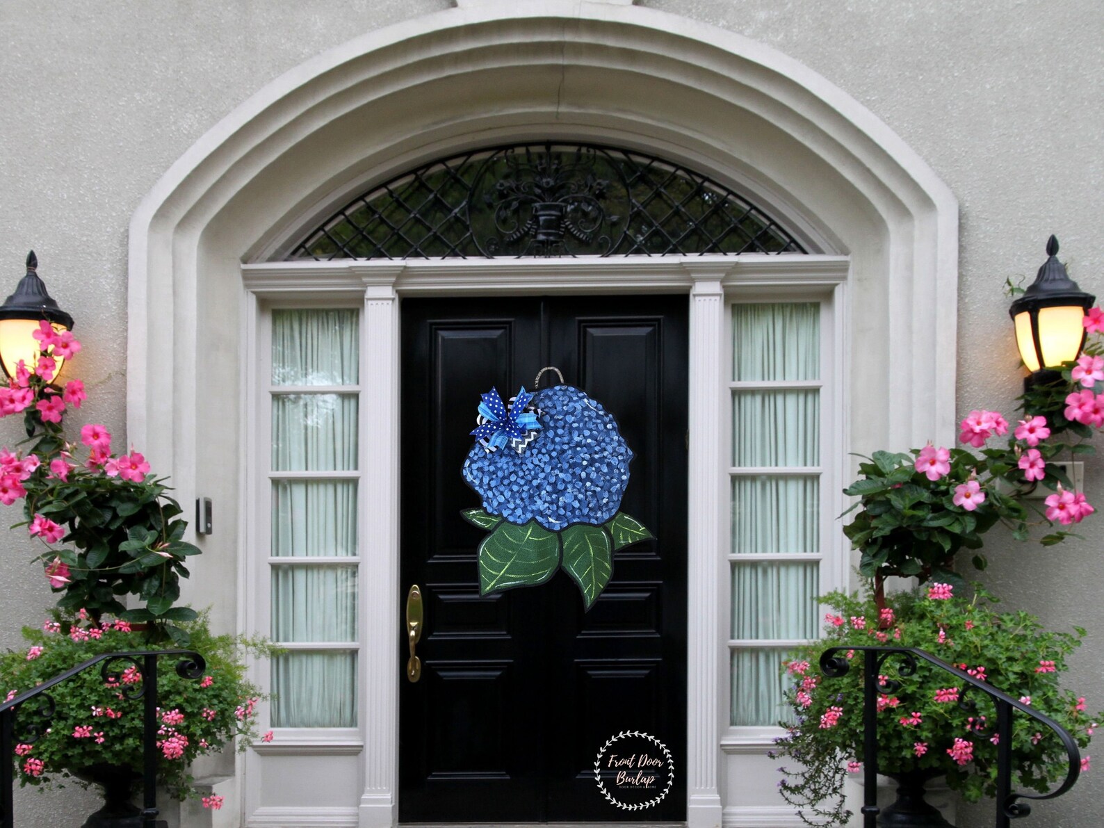 Burlap Hydrangea Door Hanger Spring Door Decor Summer Porch - Etsy