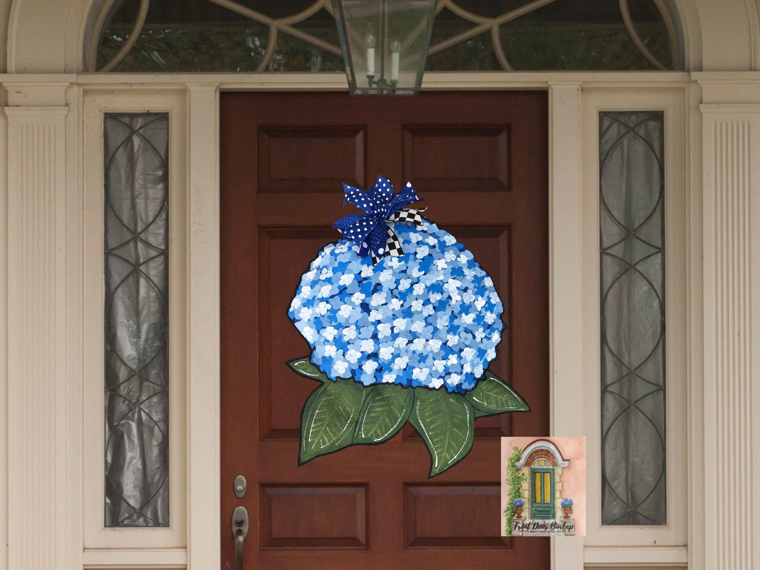Burlap Hydrangea Door Hanger Spring Door Decor Summer Porch - Etsy