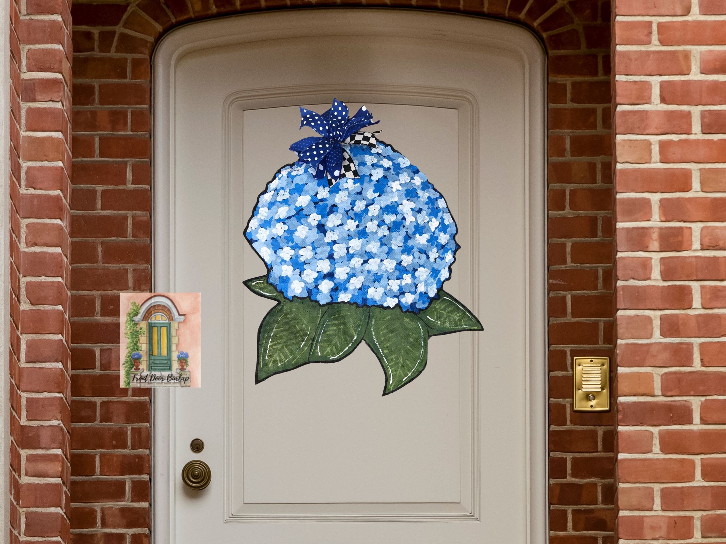 Burlap Hydrangea Door Hanger Spring Door Decor Summer Porch - Etsy