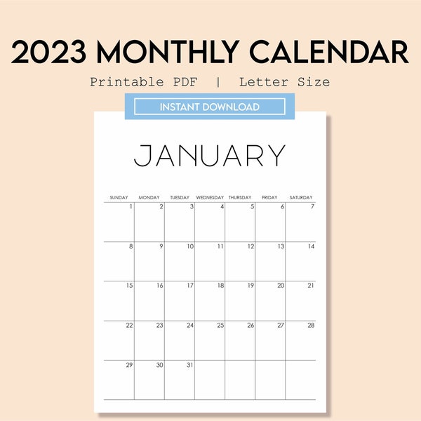 Monthly Calendar Vertical - Etsy