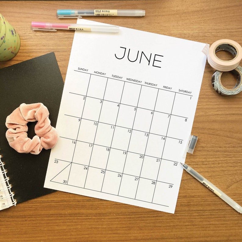 2024 Printable Minimalist Monthly Calendar Vertical Instant Download - Etsy