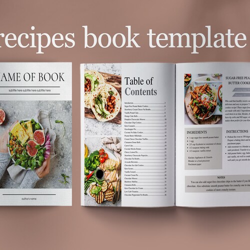 Recipe Cookbook Magazine Canva Template Set Cookbook Template Recipe