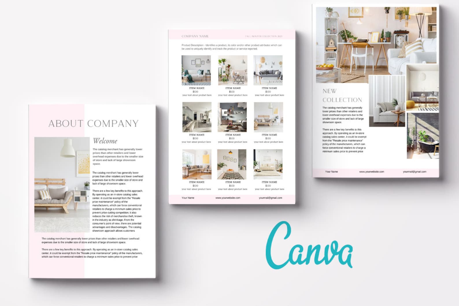 Plantilla de catálogo para canva hoja de línea para | Etsy