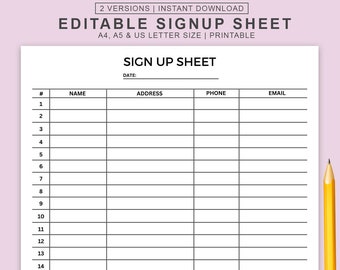 Email List Sign up Sheet - Etsy