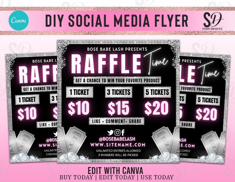 Raffle Flyer Contest Flyer Lash Raffle Flyer Giveaway | Etsy