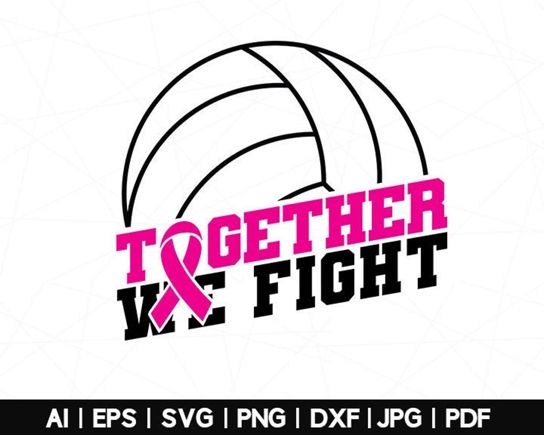 Volleyball Breast Cancer Awareness Svg, Pink Ribbon Design (digital ...