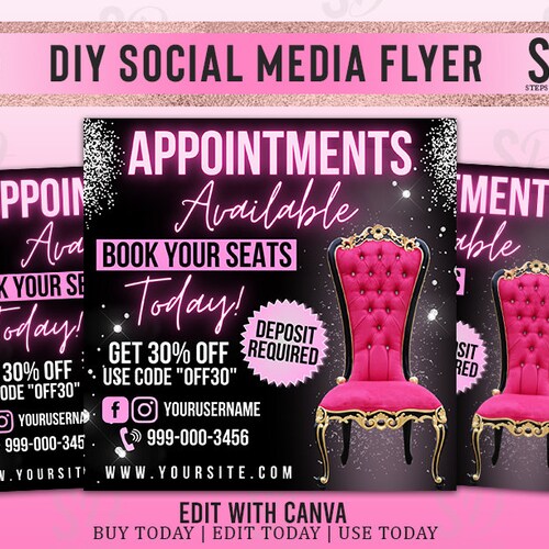 Appointments Available Editable Flyer Diy Book Now Flyer - Etsy