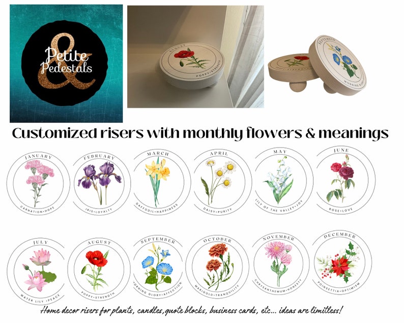Monthly Flower With Meaning Decor Riser - Etsy