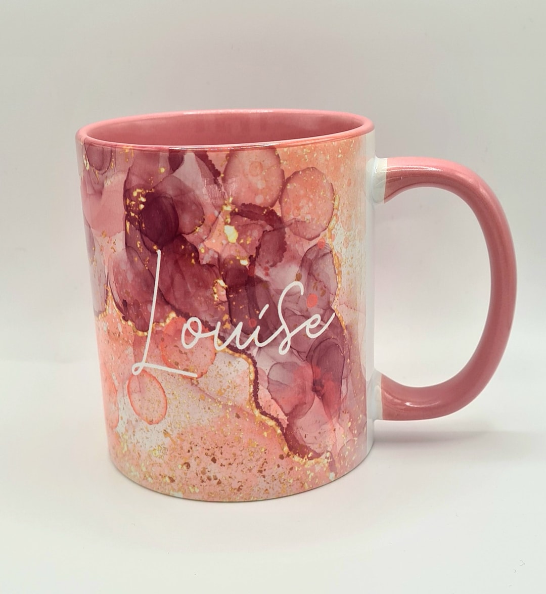 Personalised Pink and Purple Marble Mug, Geode Print Mug, Unique Gift ...